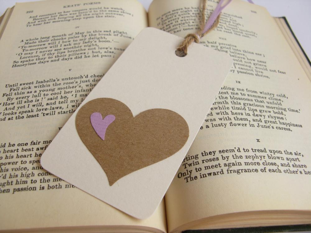 Kraft Heart Gift Tag Bookmarks (set Of 2) on Luulla