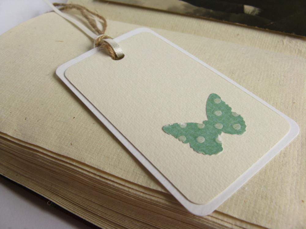 Butterflies And Green Gift Tag Bookmarks (set Of 2) on Luulla